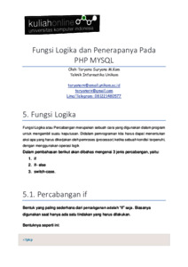 Fungsi Logika Dalam Pemrograman Php Dan Mysql - Repository